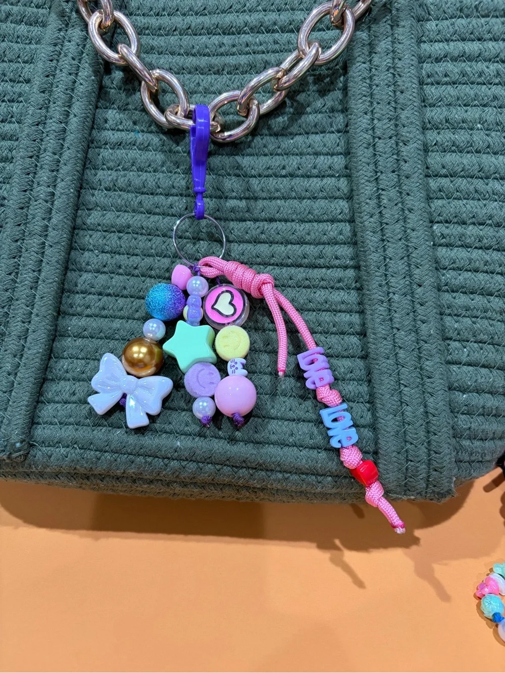Accessories | Kids Pink Multibead Charm Keychain With Bow | Poshmark